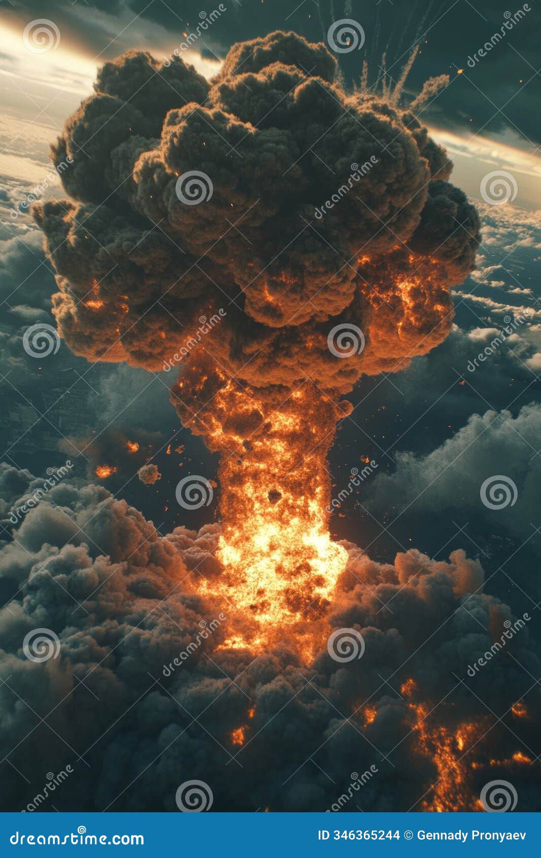 Explosive Volcanic Eruption in Dramatic Sky at Sunset Stock Photo ...
