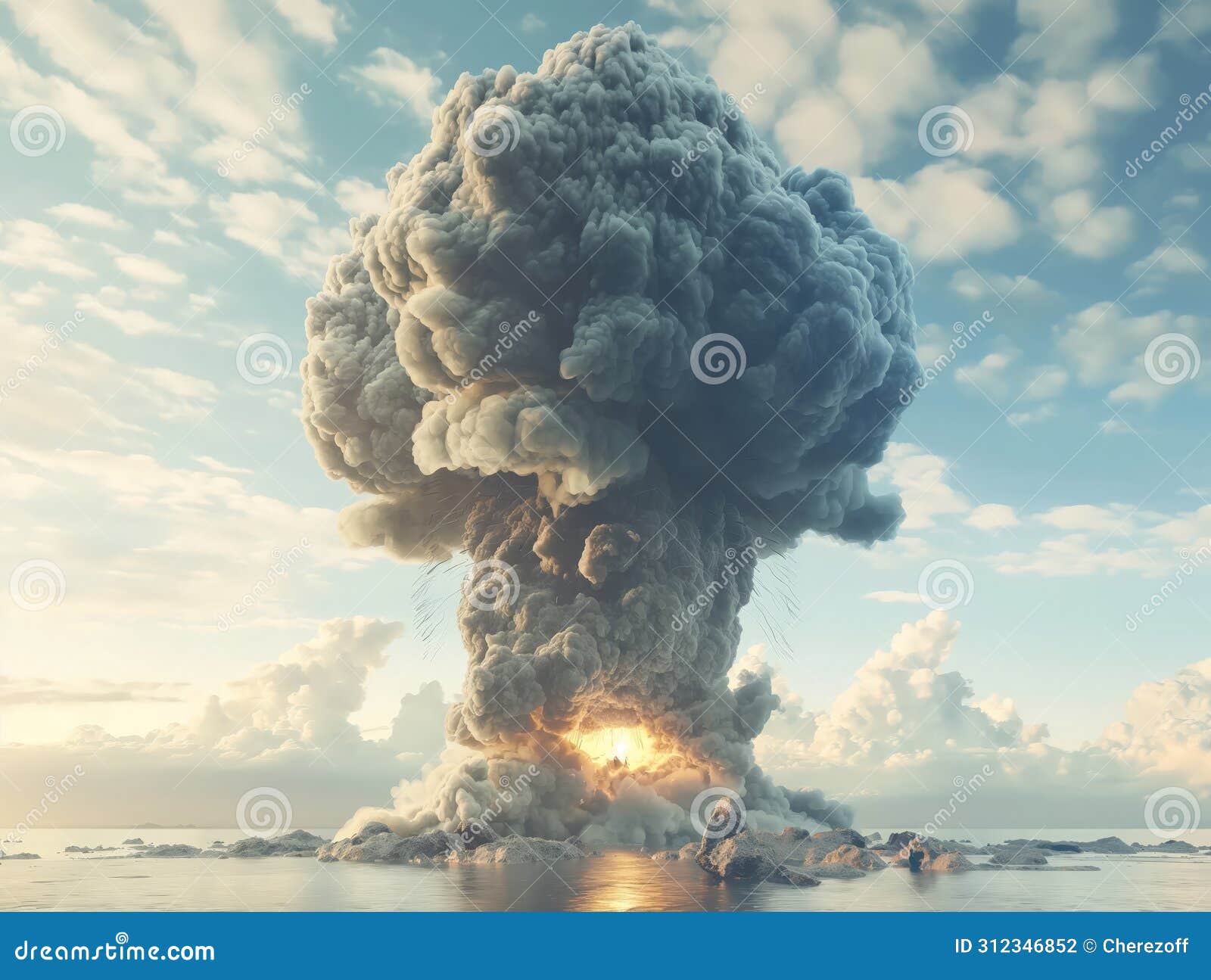 Explosive Volcanic Eruption at Sea Stock Photo - Image of explosion ...