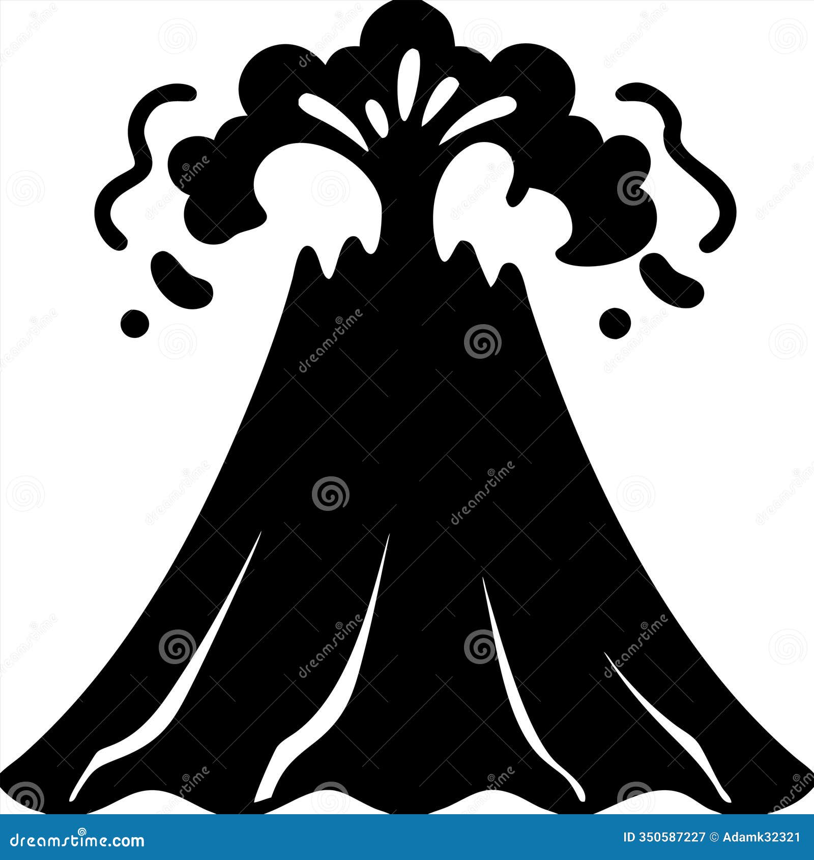 Explosive Volcano Eruption Silhouette Vector Graphic for Educational ...