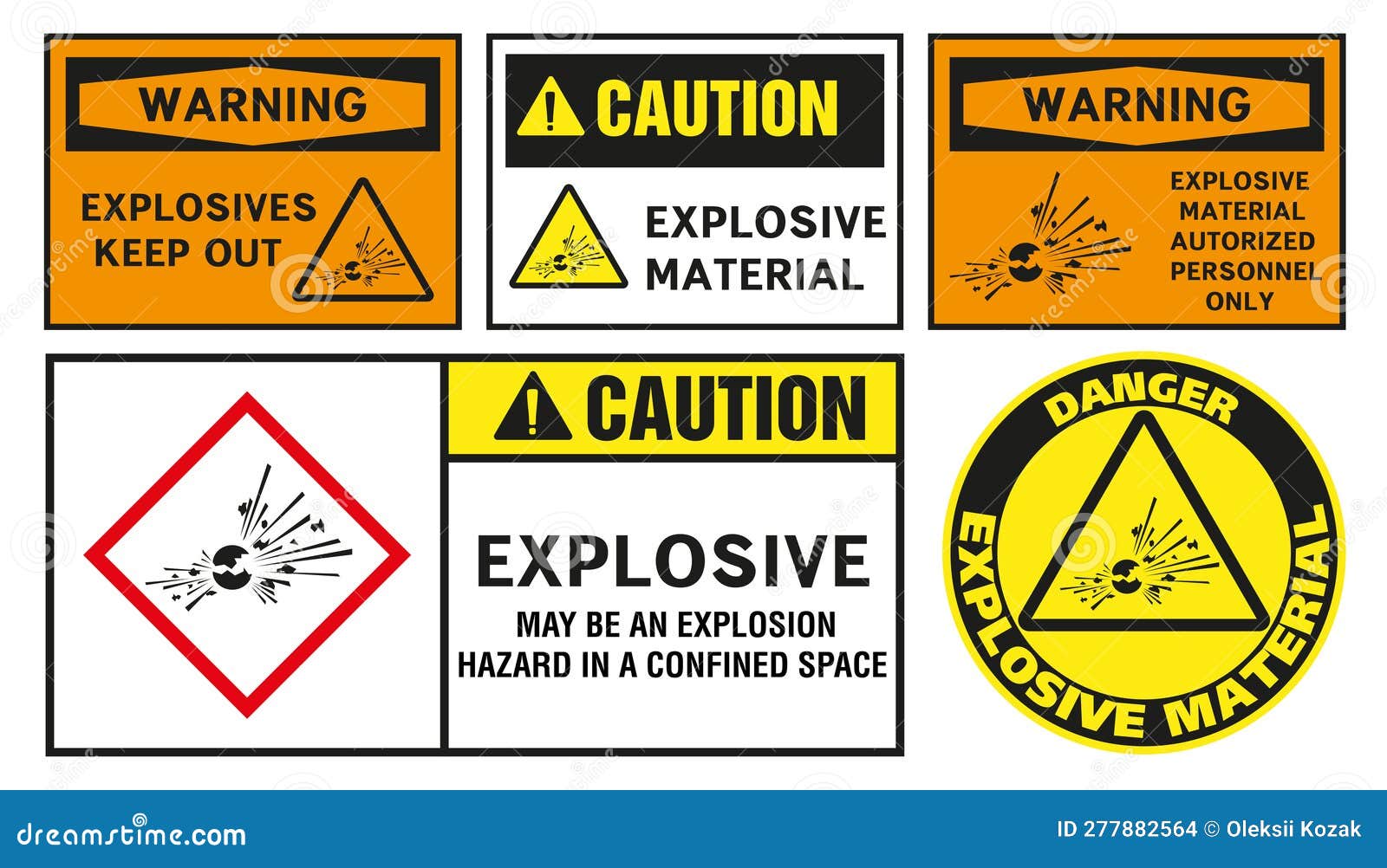 Explosive Warning Signs. Hazard Signs of the 1st Class Stock Vector ...