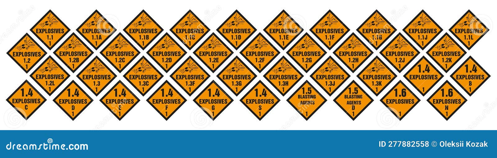 Explosive Warning Signs. Hazard Signs of the 1st Class Stock Vector ...
