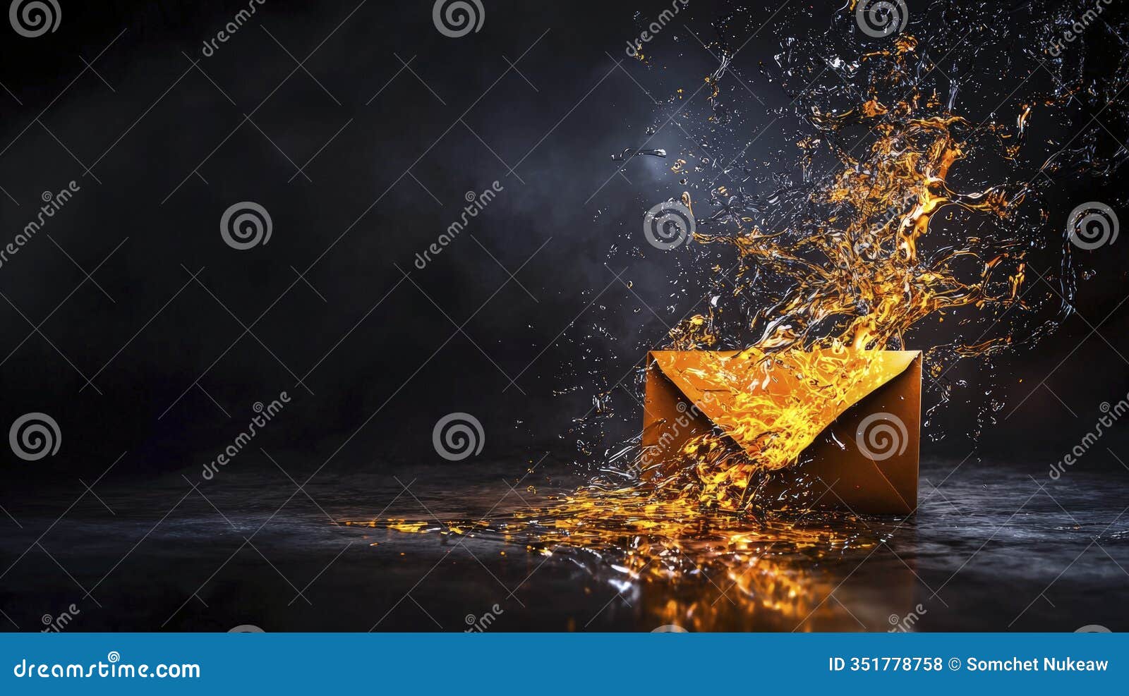 Explosive Water Burst from Glowing Envelope Dark Studio Surreal Art ...