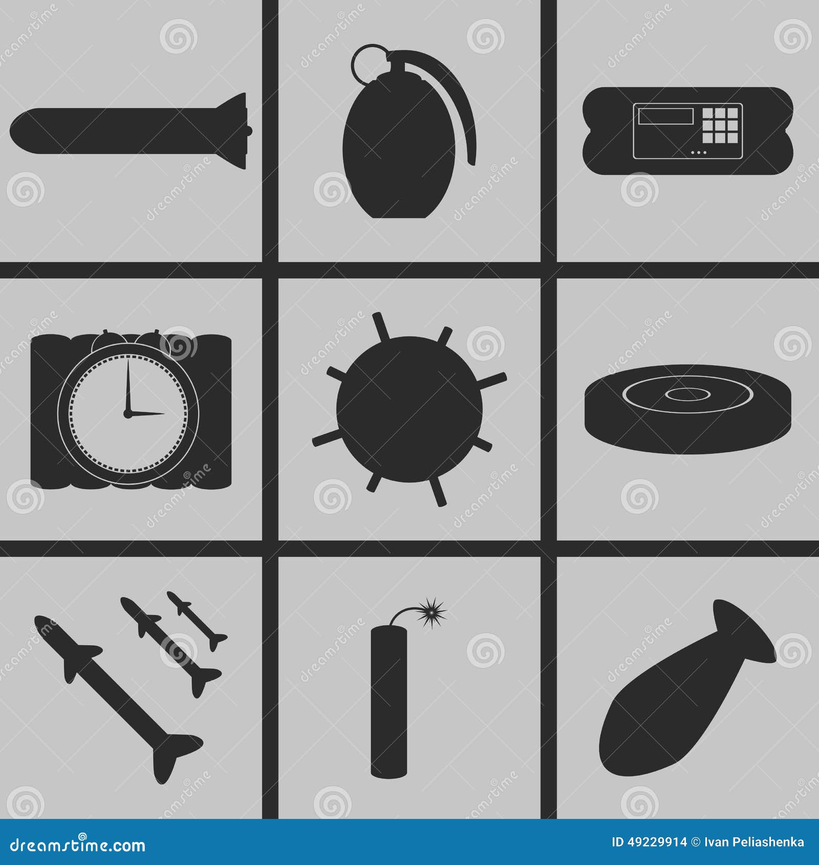 Explosive weapons Icons stock illustration. Illustration of weapon ...