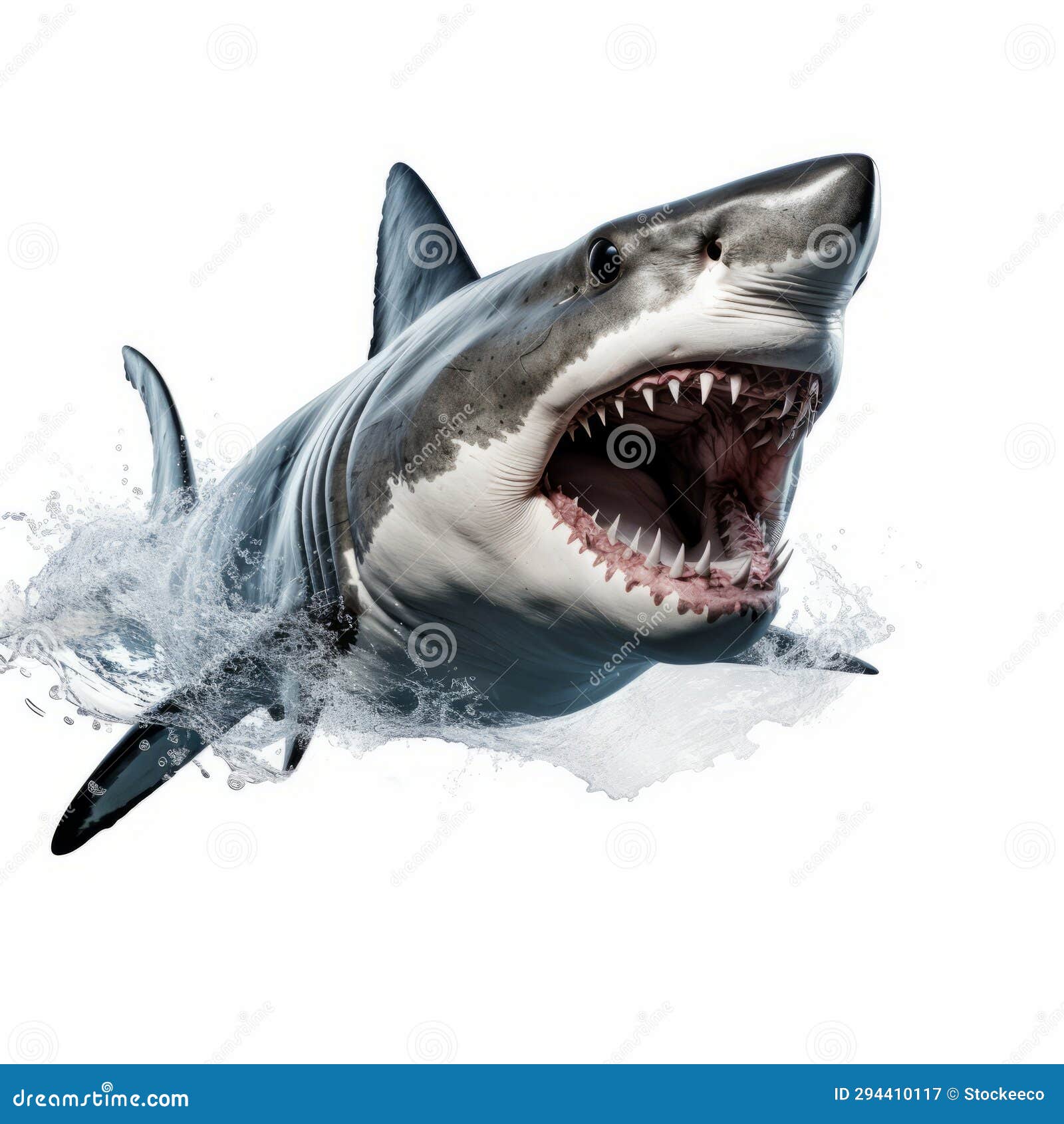 Explosive Wildlife: Hyperrealistic Shark in High-key Lighting Stock ...