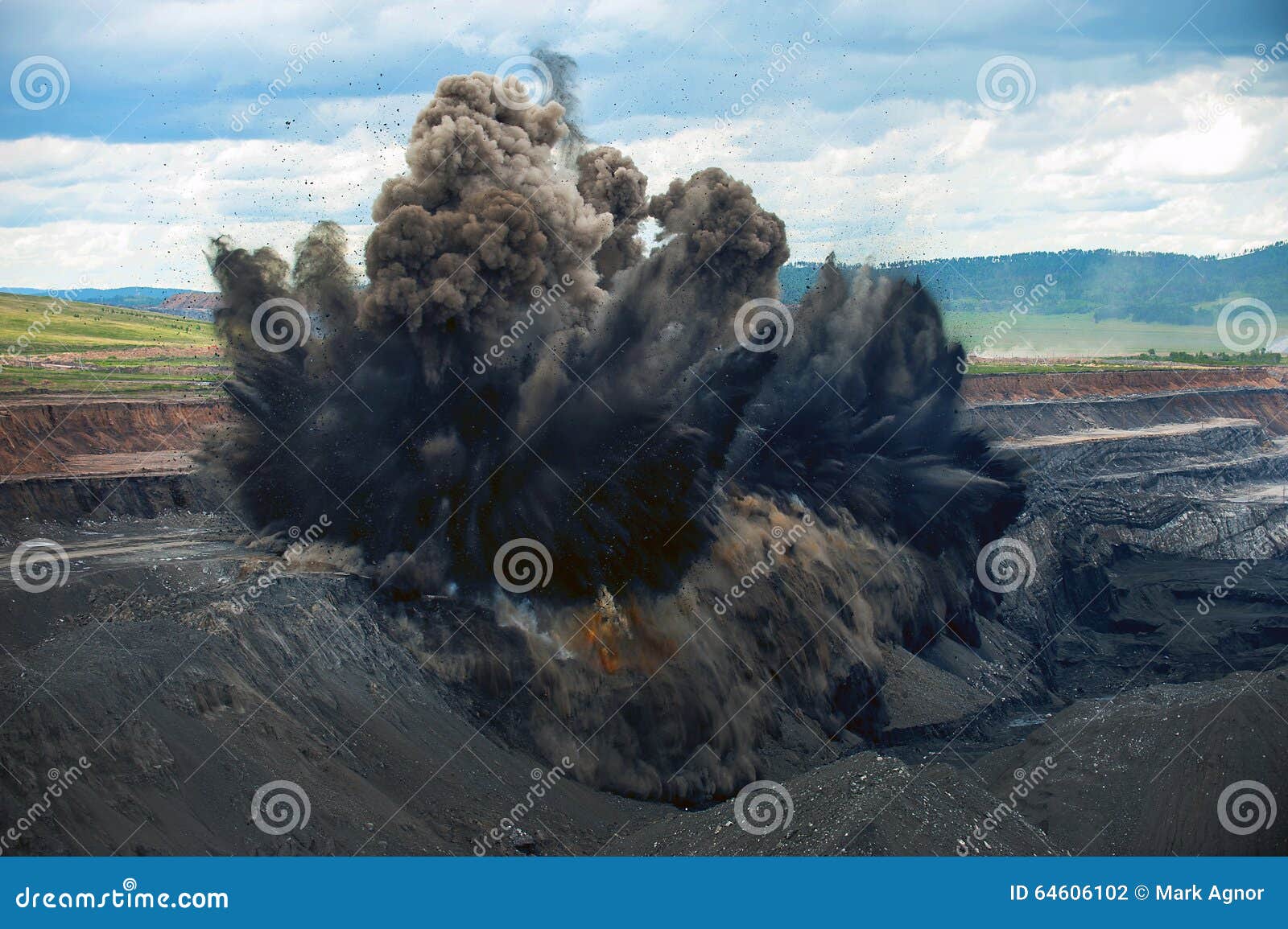 Explosive Works on a Coal Mine Stock Photo - Image of heavy, burst ...