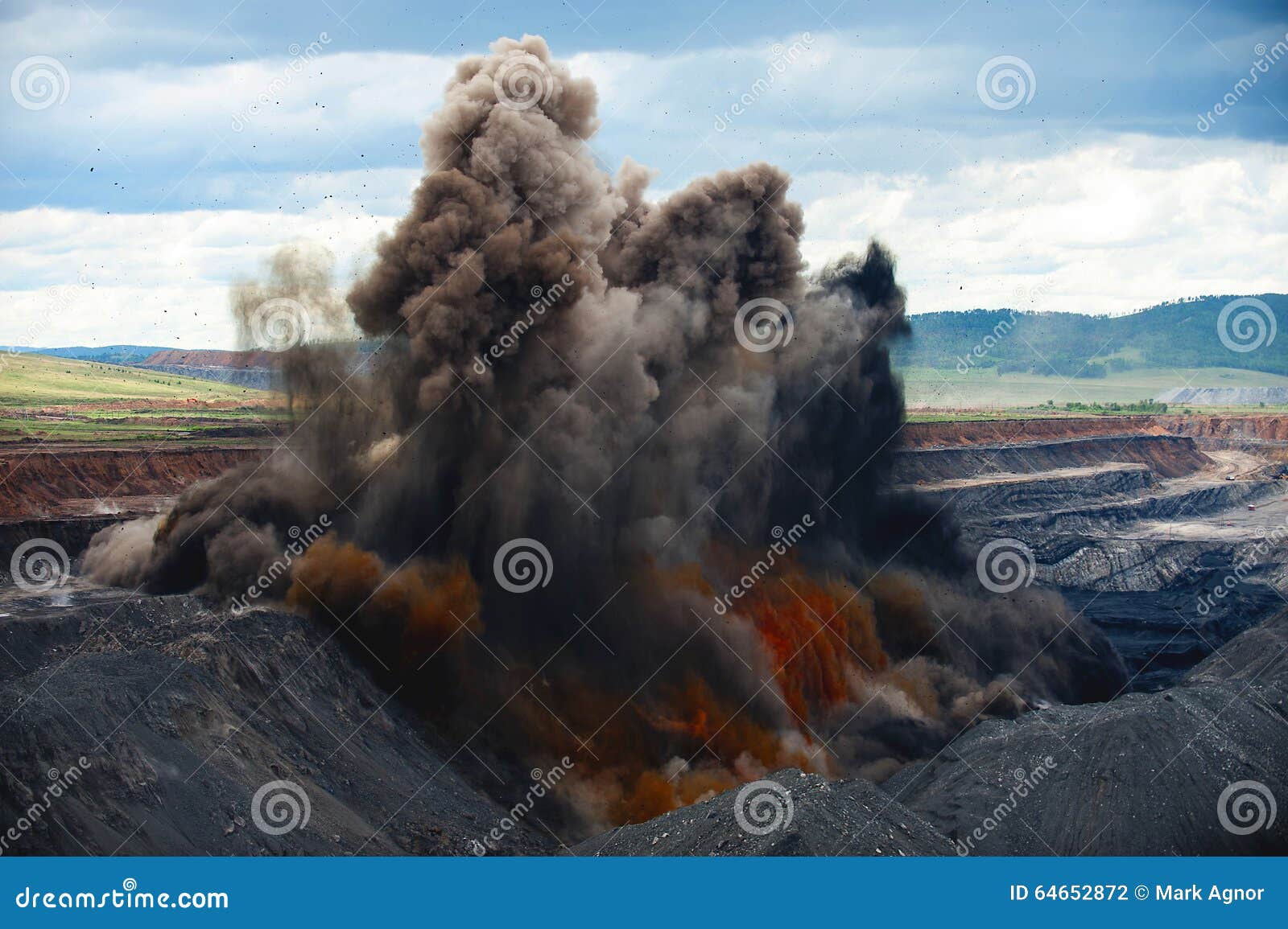 Explosive Works on a Coal Mine Stock Photo - Image of blast, coal: 64652872