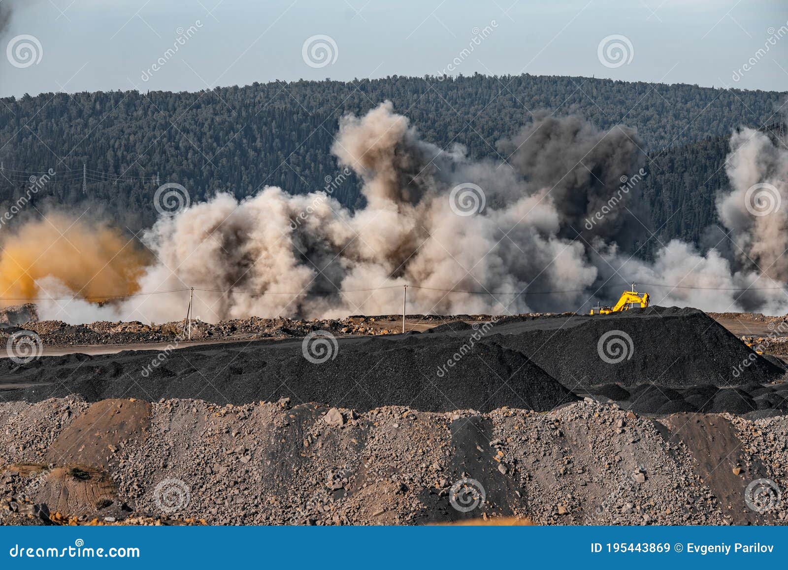 Explosive Works on Open Pit Coal Mine Industry Stock Image - Image of ...