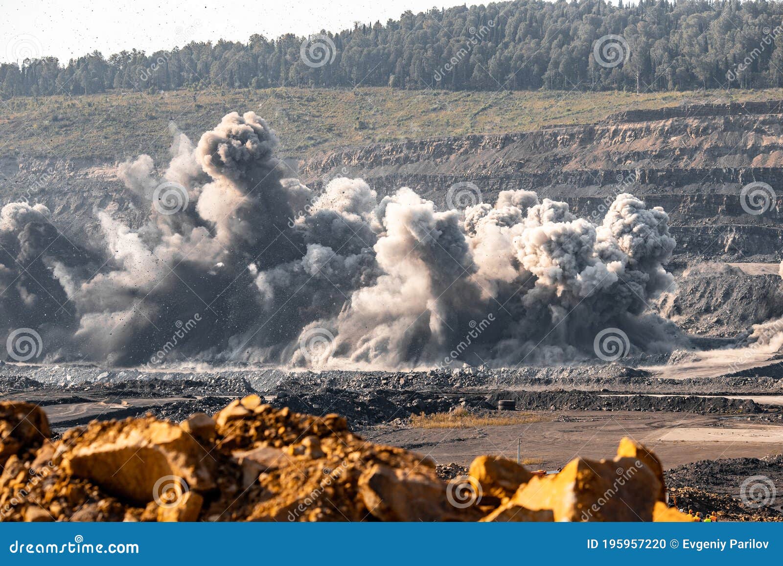 Explosive Works on Open Pit Coal Mine Industry Stock Photo - Image of ...