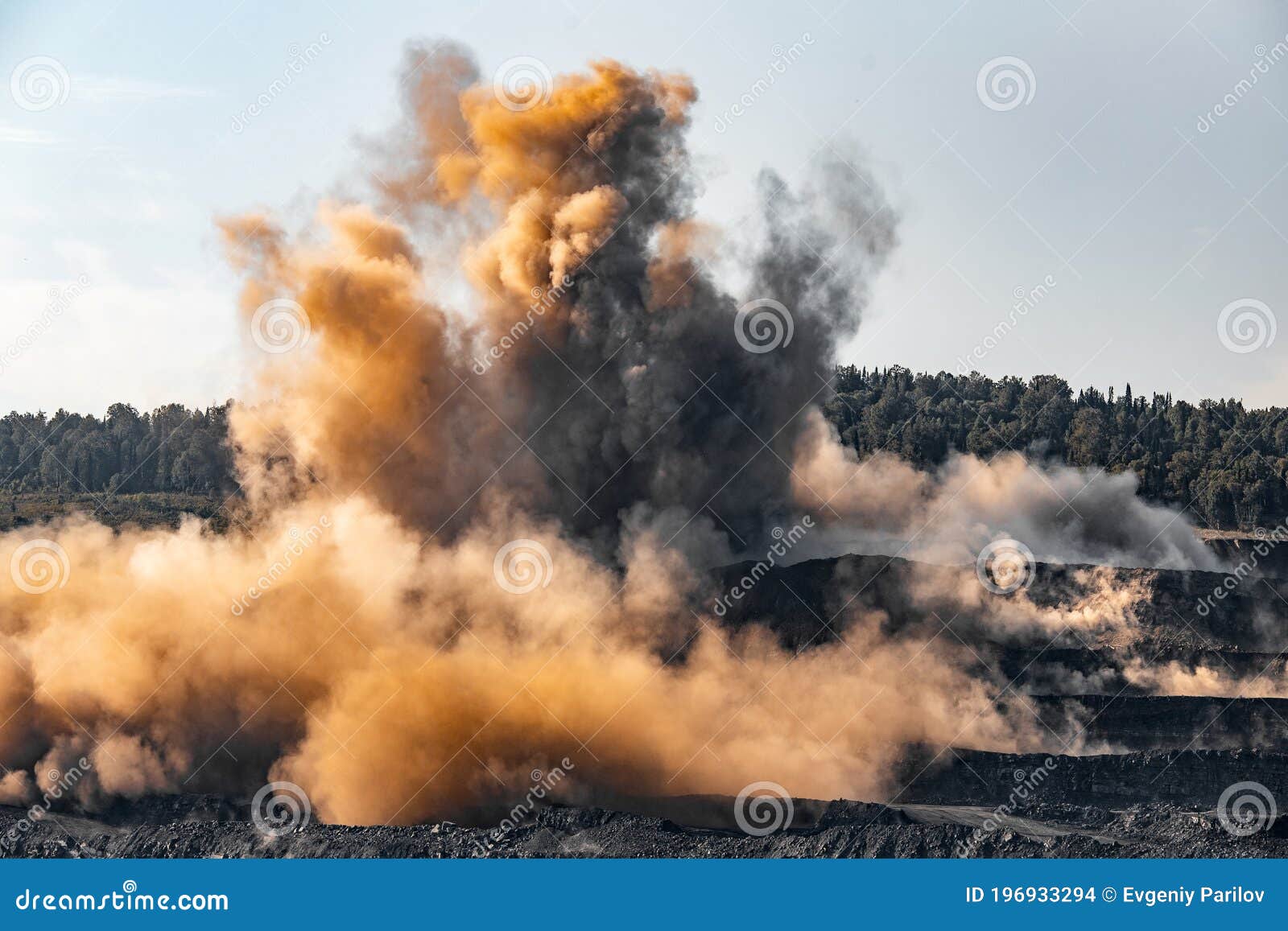 Explosive Works on Open Pit Coal Mine Industry Stock Photo - Image of ...