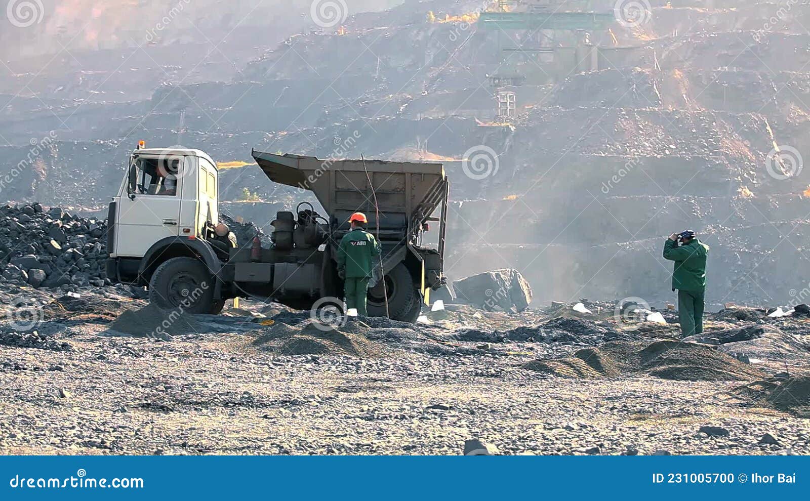 Explosives Work in a Quarry. the Process of Placing Explosives in an ...