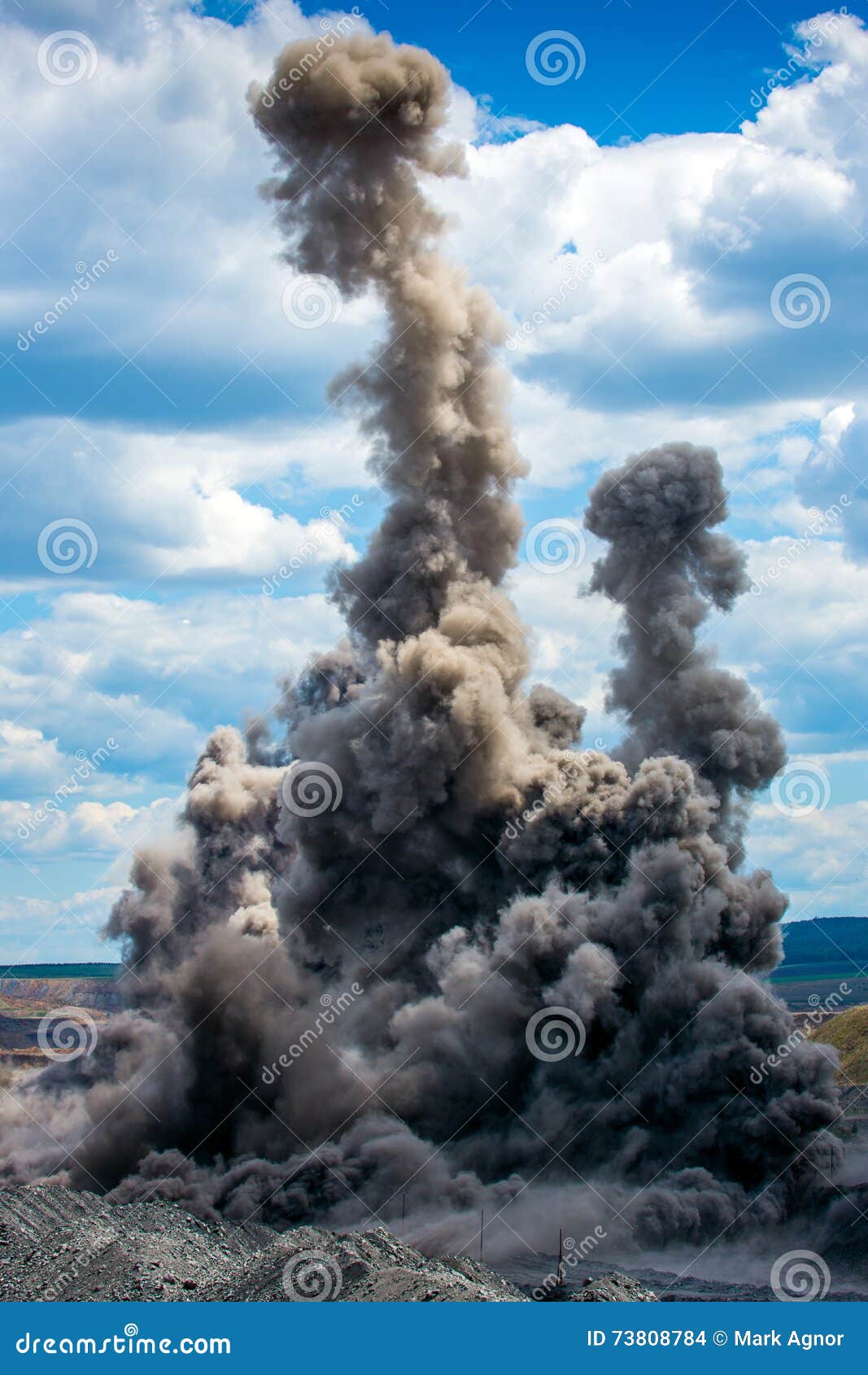 Explosure on open pit stock photo. Image of mineral, explosion - 73808784