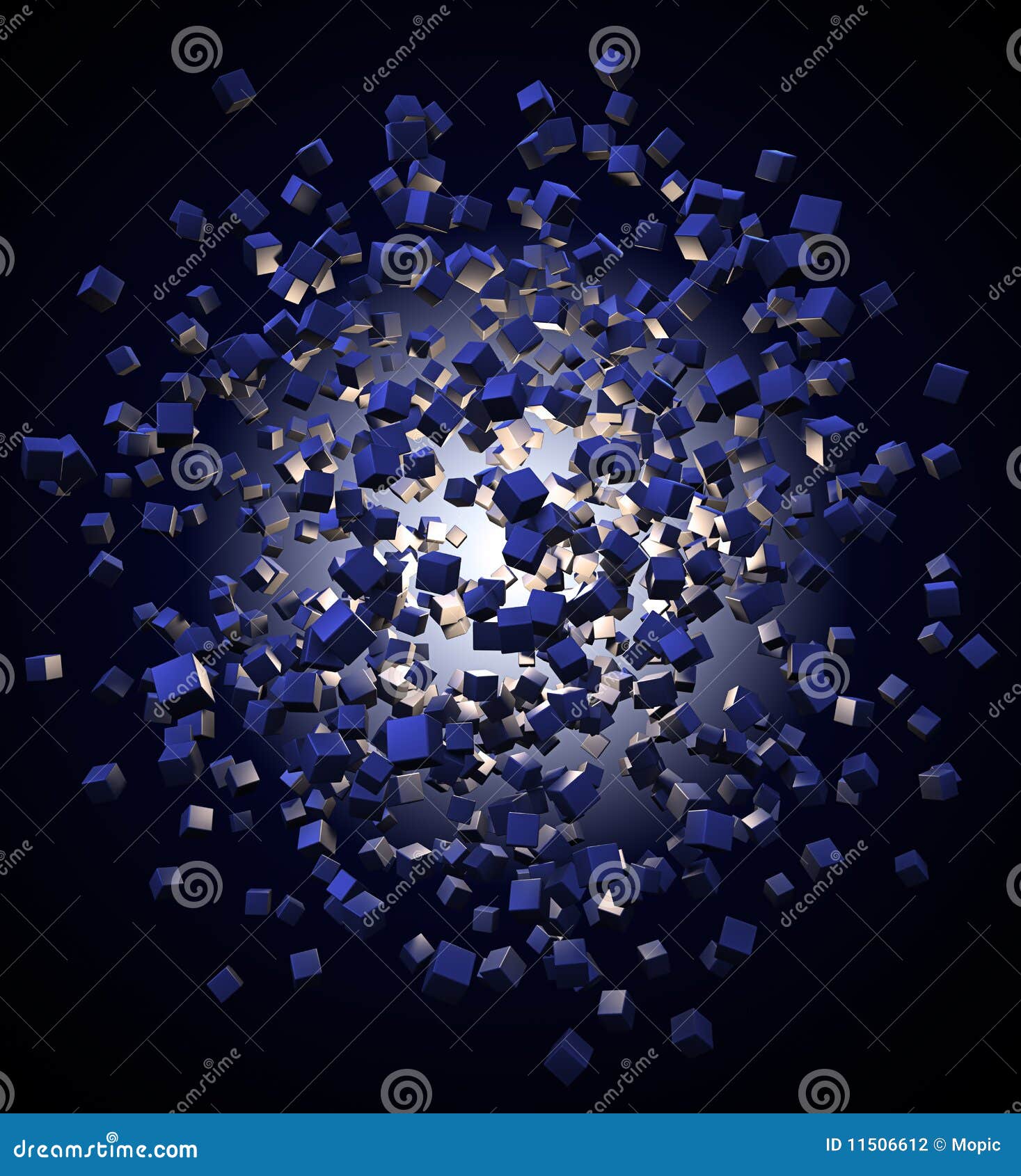 Explotion of Abstract Cubes Stock Illustration - Illustration of cloud ...