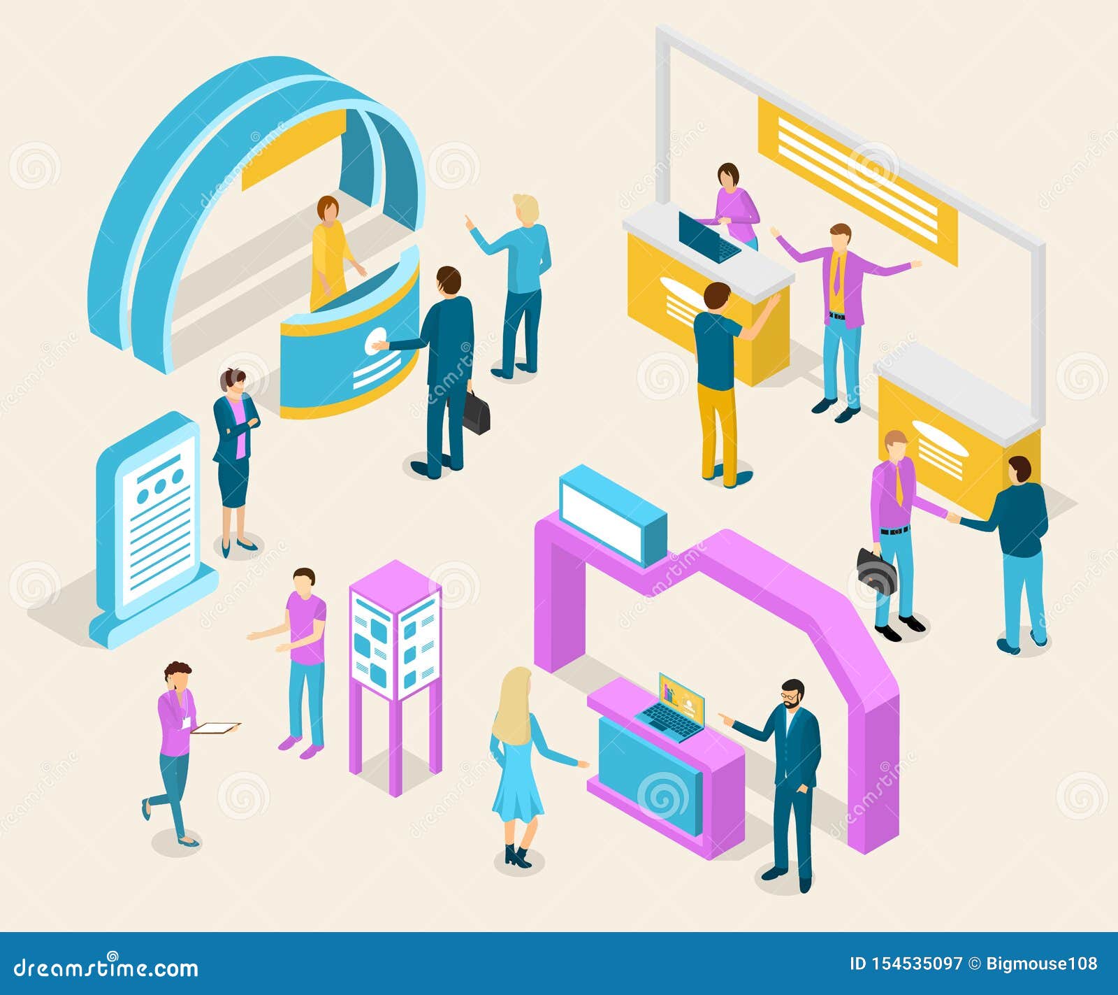 Expo Exhibition Concept 3d Isometric View. Vector Stock Vector ...
