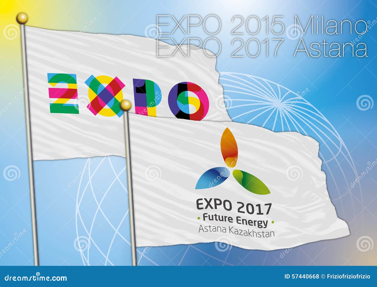 Expo 2015 Expo 2017 flags editorial stock photo. Illustration of ...