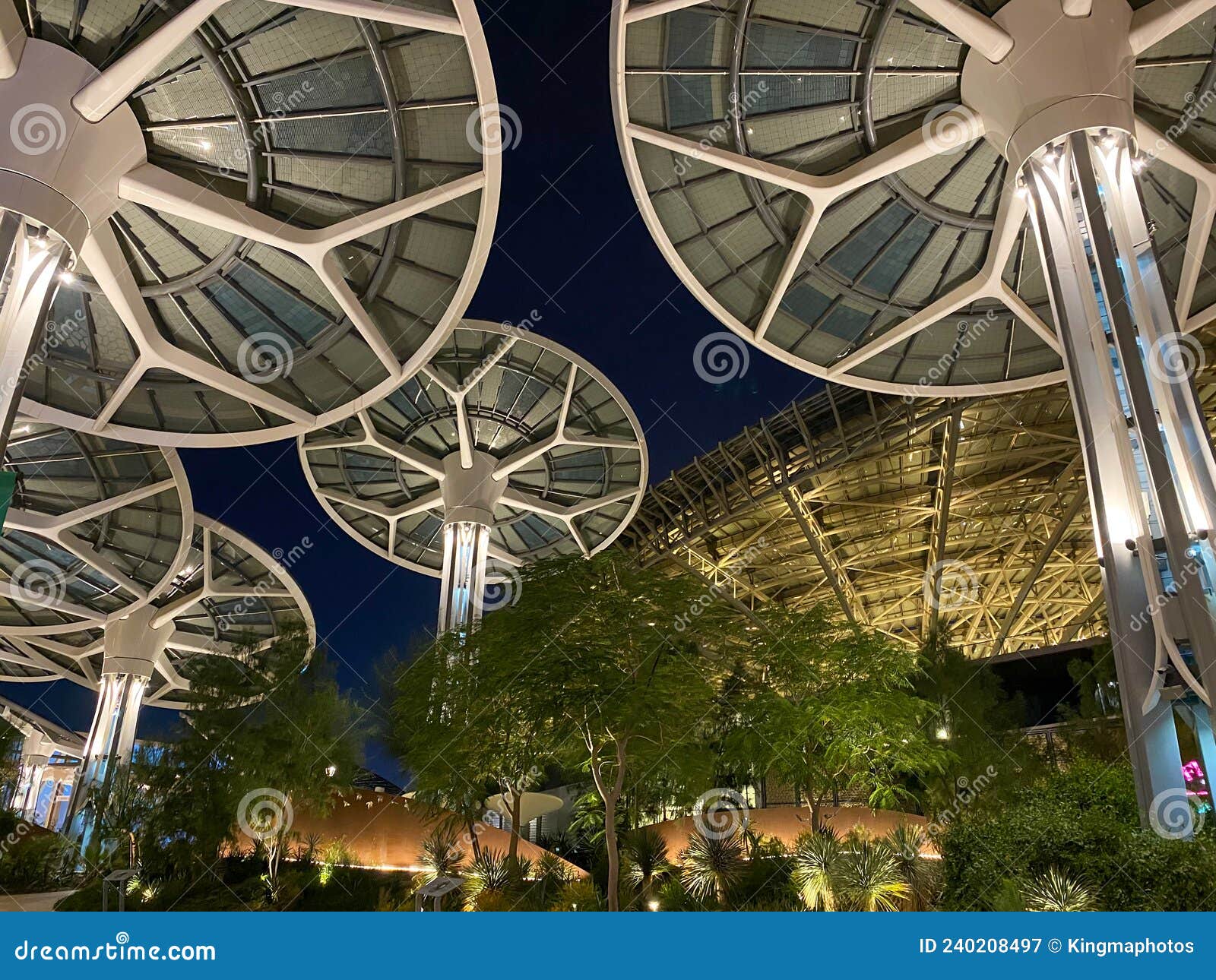 Expo 2020 Sustainability District Solar Panel Trees at Night Editorial ...