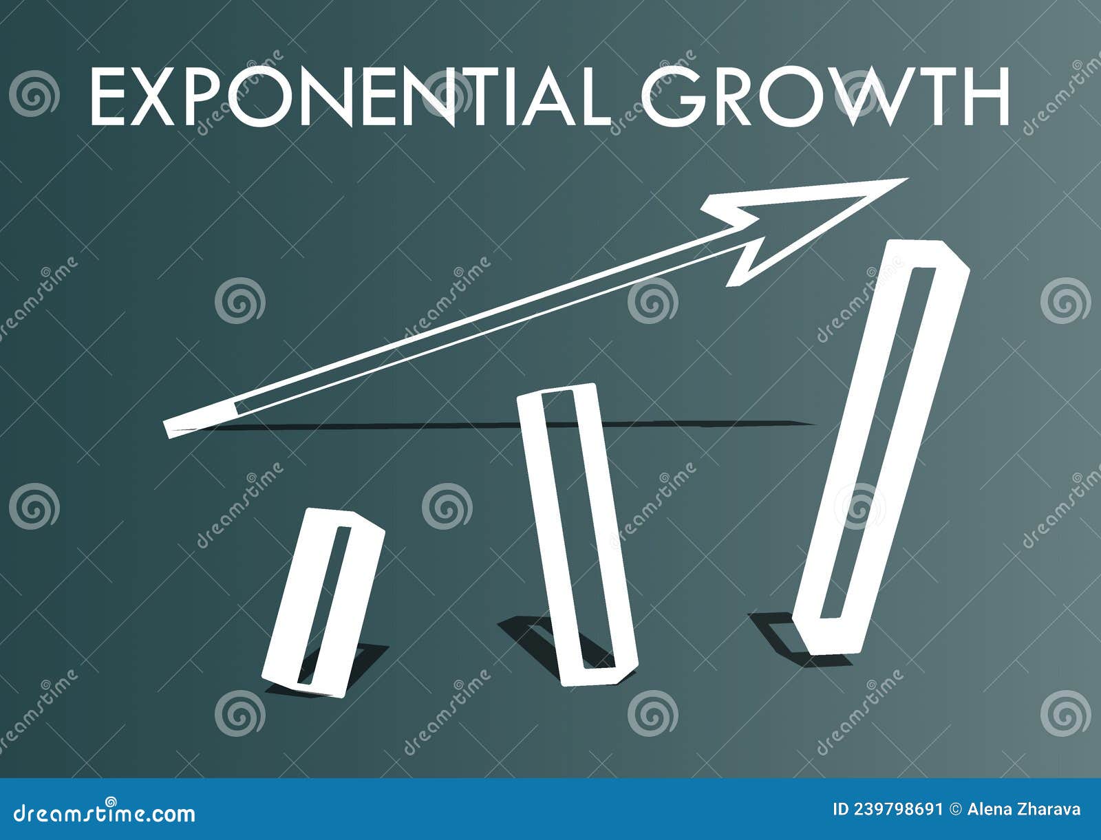 Exponential Growth, White Bar Chart on Black and Green Gradient ...