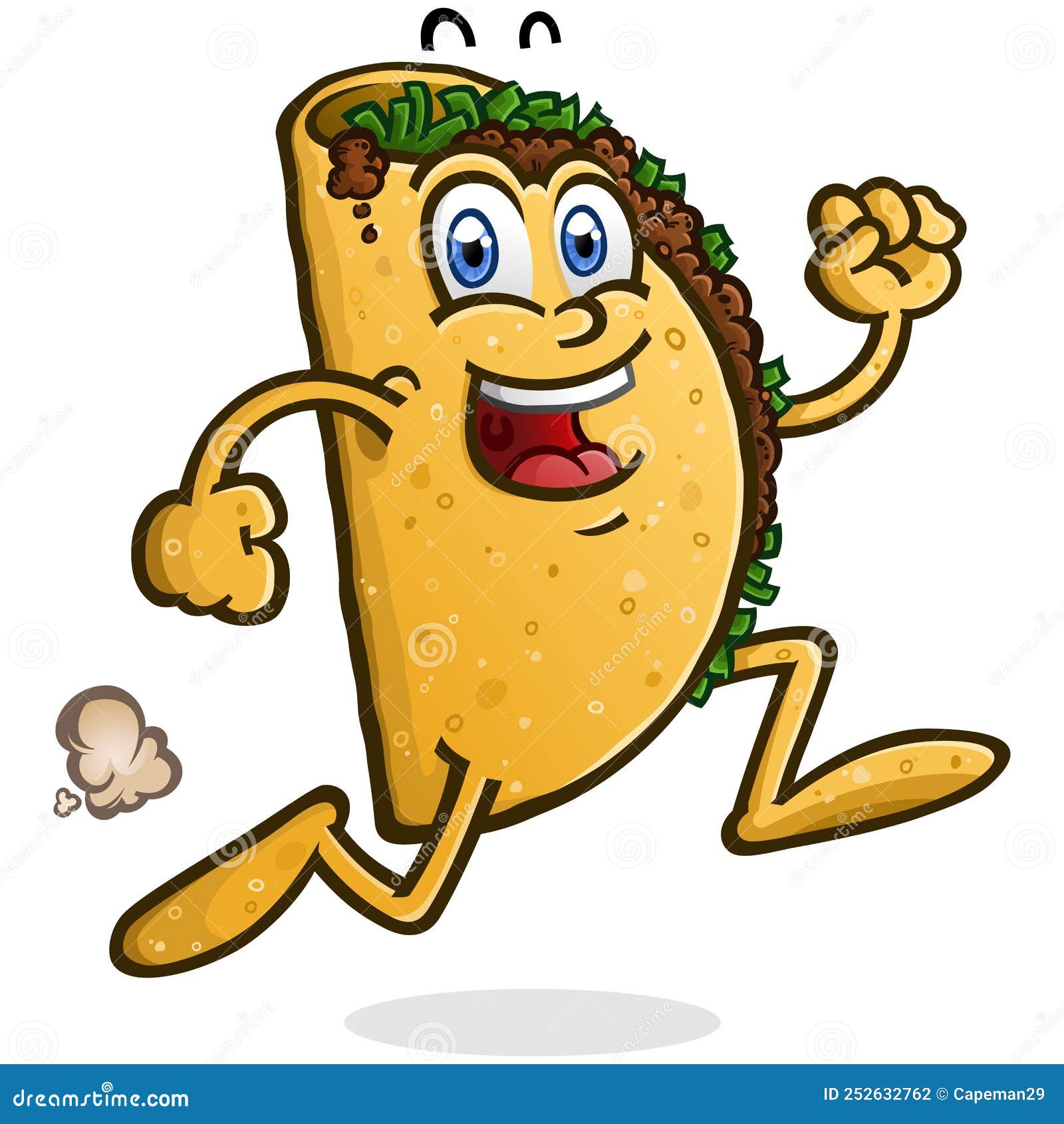 Taco Cartoon Character on a Brisk Run Stock Vector - Illustration of ...