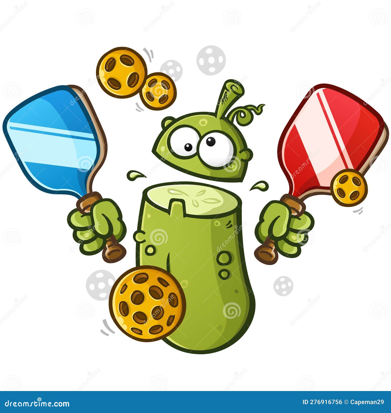 Pickleball Cartoon Character In Backhand Position Vector Illustration ...