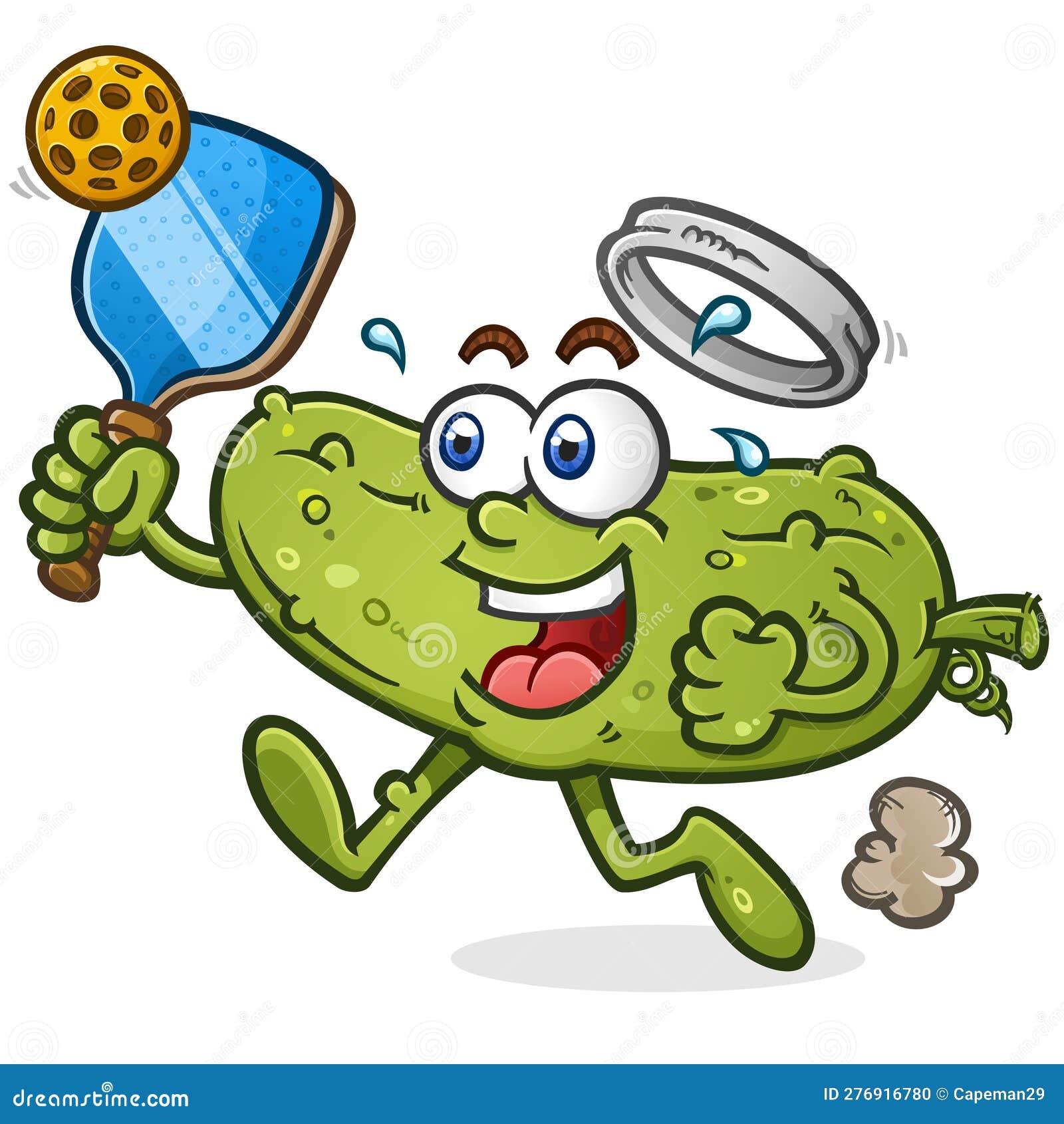 Pickleball Cartoon Character In Backhand Position Vector Illustration ...