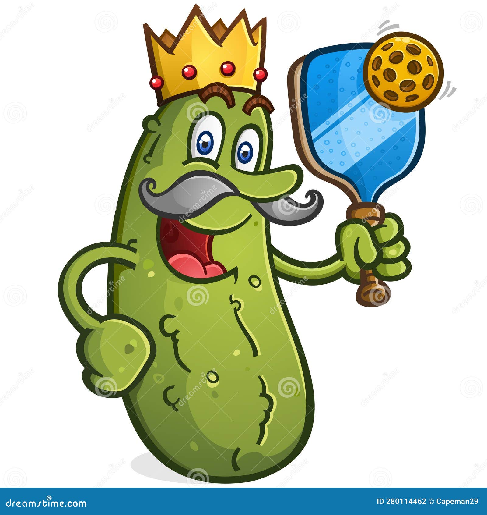 Pickle King Cartoon Character Playing Pickleball Stock Vector - Illustration of indoor, paddle ...