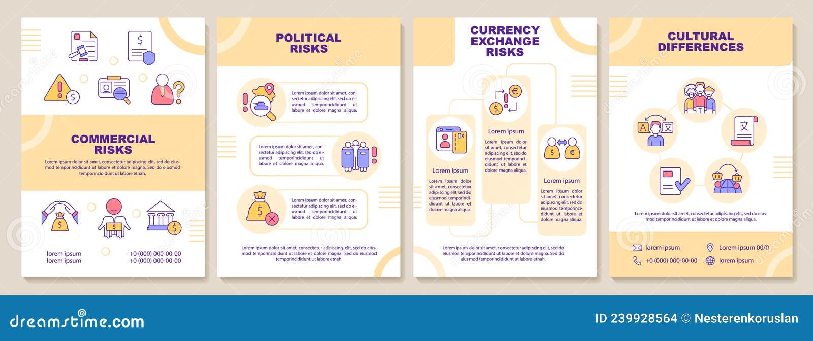 Export Business Risks Brochure Template Stock Vector - Illustration of ...