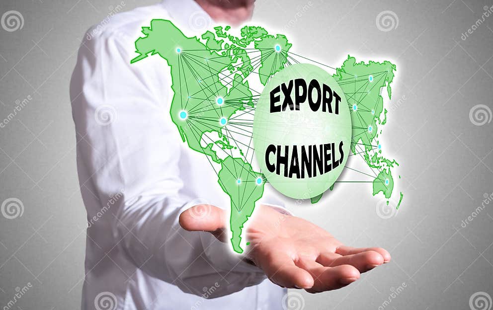 Export Channels Concept Above a Human Hand Stock Image - Image of ...