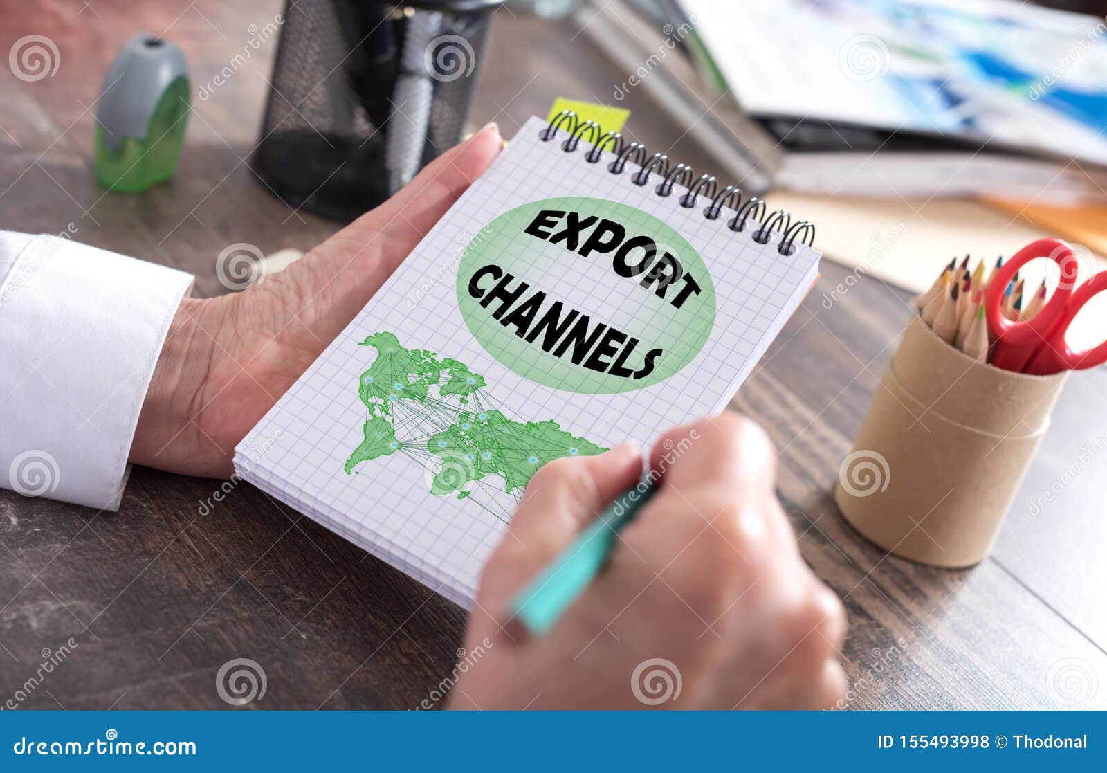 Export Channels Concept on a Notepad Stock Photo - Image of exports ...