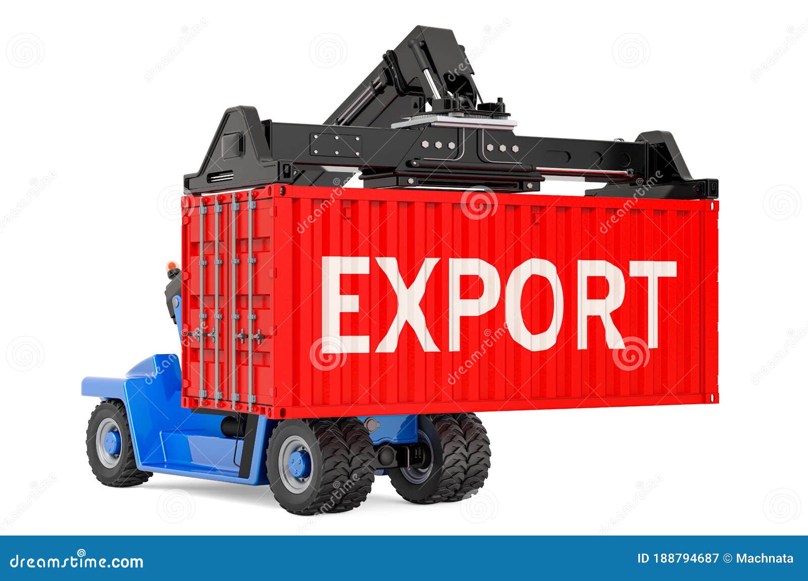 Export Container Shipping Concept. Cargo Container with Reach Stacker ...