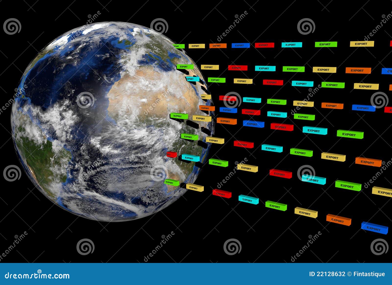 Export Containers Outwards from Earth Globe Stock Illustration ...