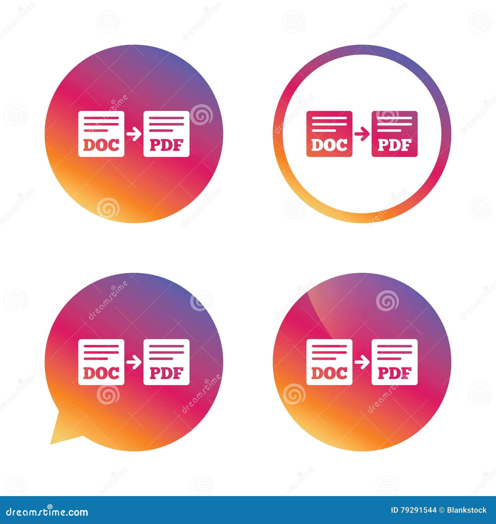 Export DOC To PDF Icon. File Document Symbol Stock Illustration ...