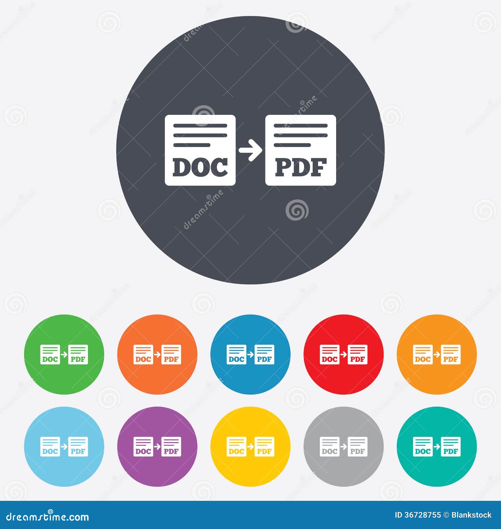 Export DOC To PDF Icon. File Document Symbol Stock Illustration ...
