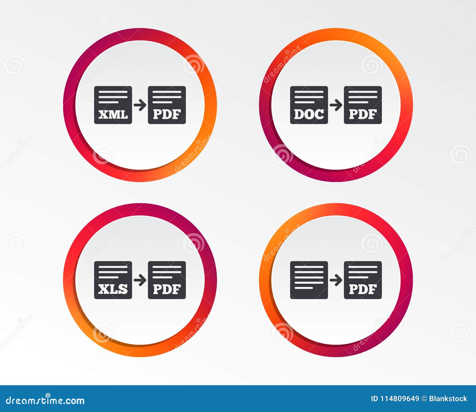 Export File Signs. Convert DOC To PDF Symbols. Stock Vector ...