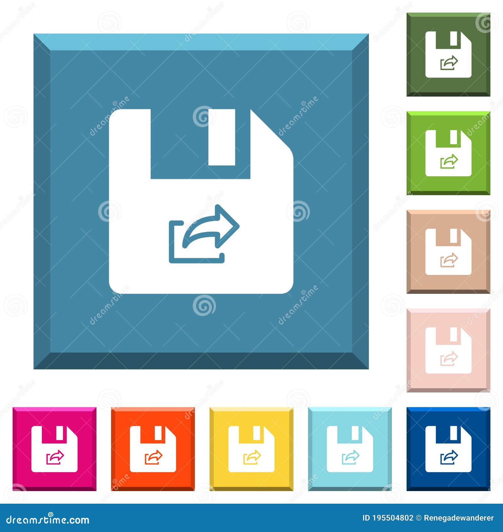 Export File White Icons on Edged Square Buttons Stock Vector ...