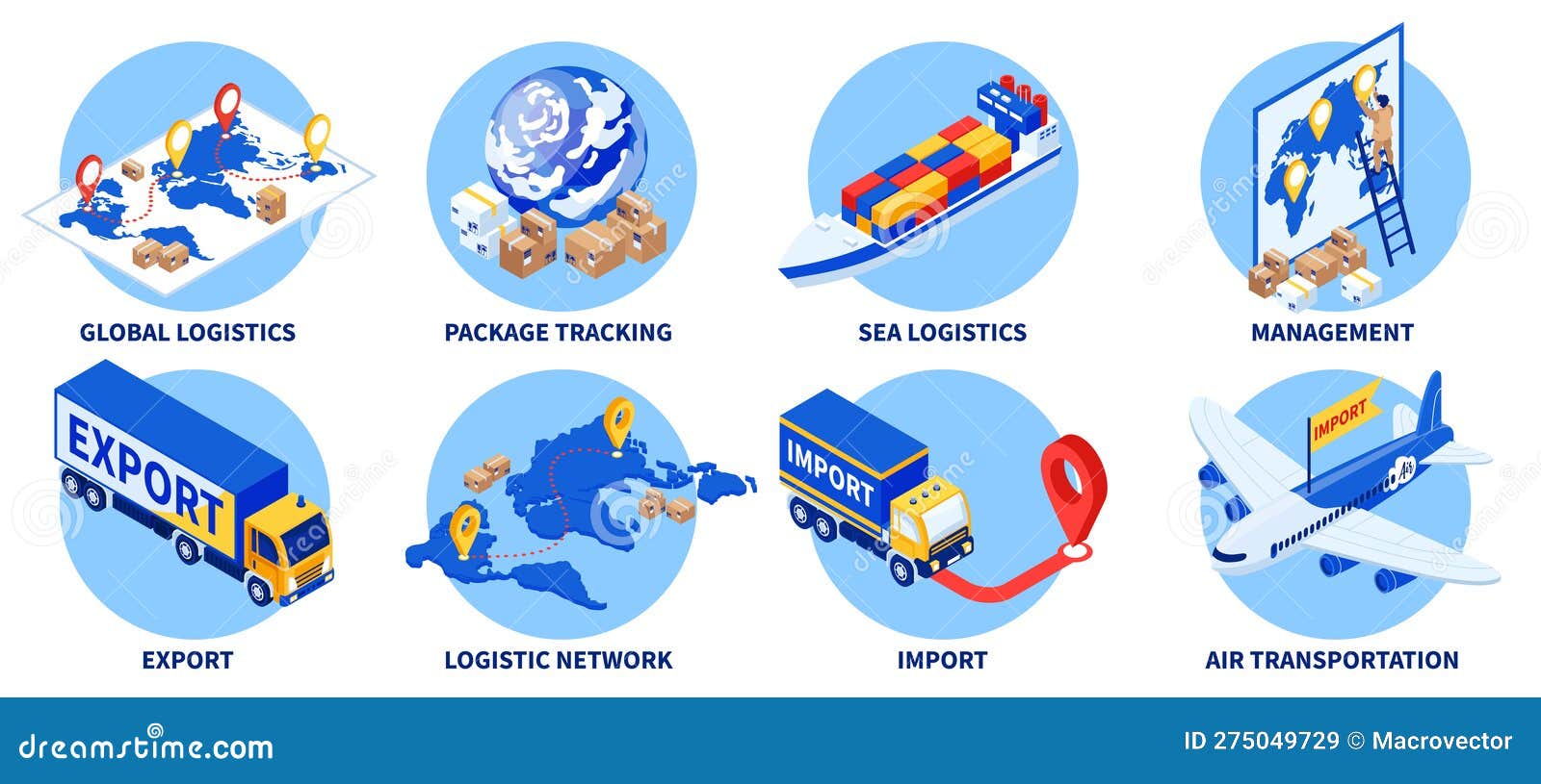 Isometric Export And Import Business. Businessmen Handshake At ...