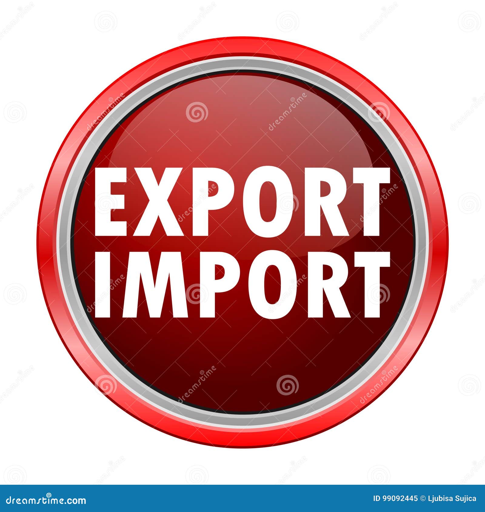 Export Import Round Metallic Red Button Stock Vector - Illustration of ...