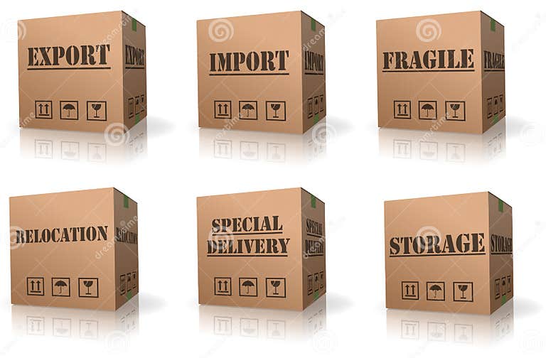 Export Import Shipping Relocation Cardboard Box Stock Illustration ...
