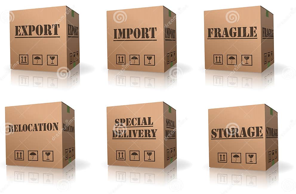 Export Import Shipping Relocation Cardboard Box Stock Illustration ...