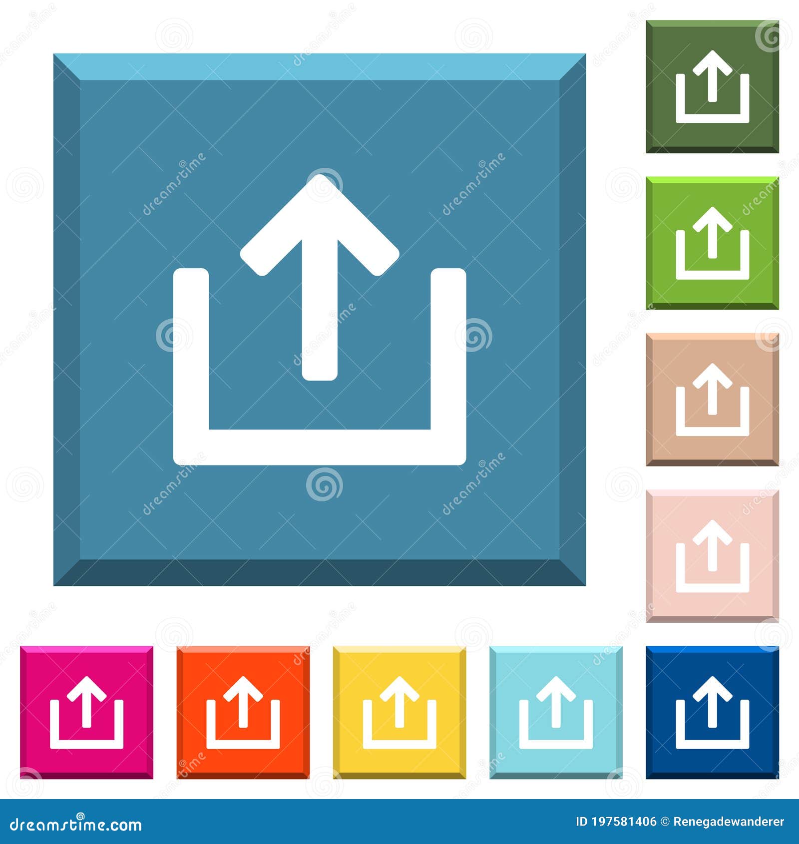 Export Item White Icons on Edged Square Buttons Stock Vector ...