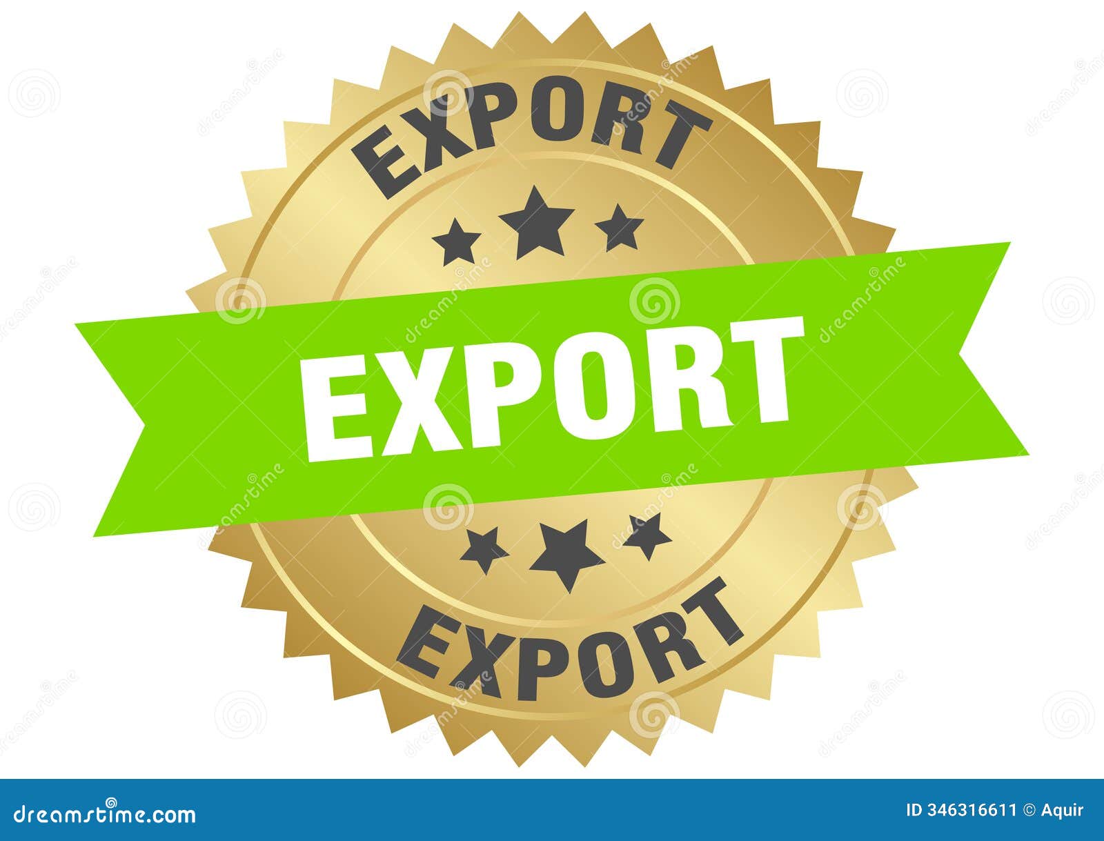 Export. Export Round Green and Gold Label Isolated on Transparent ...