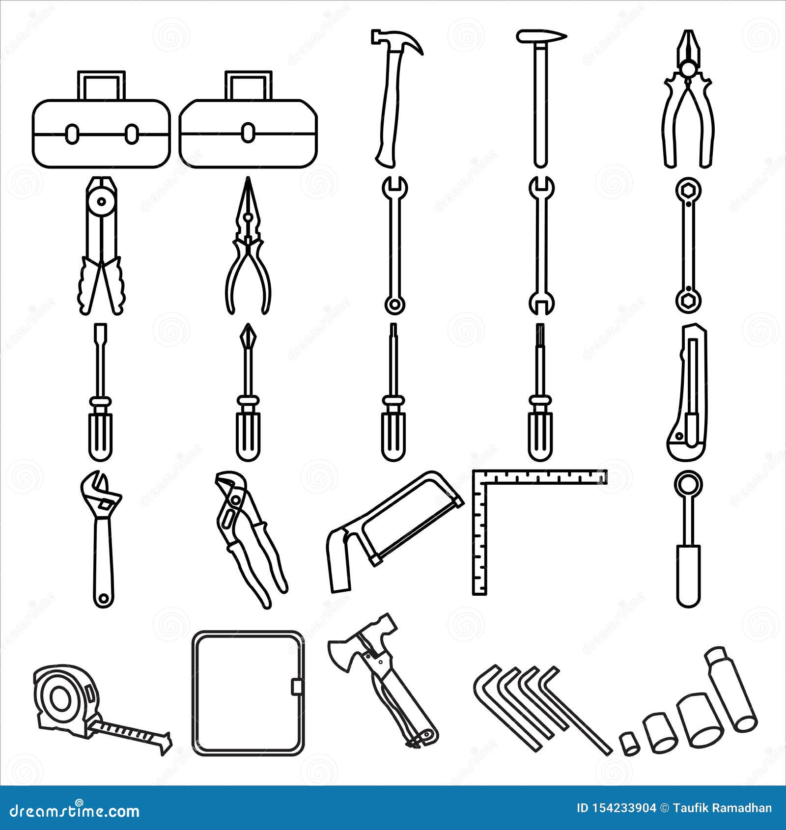 Vector Toolkit Icon Set Design Line Style Stock Vector - Illustration ...