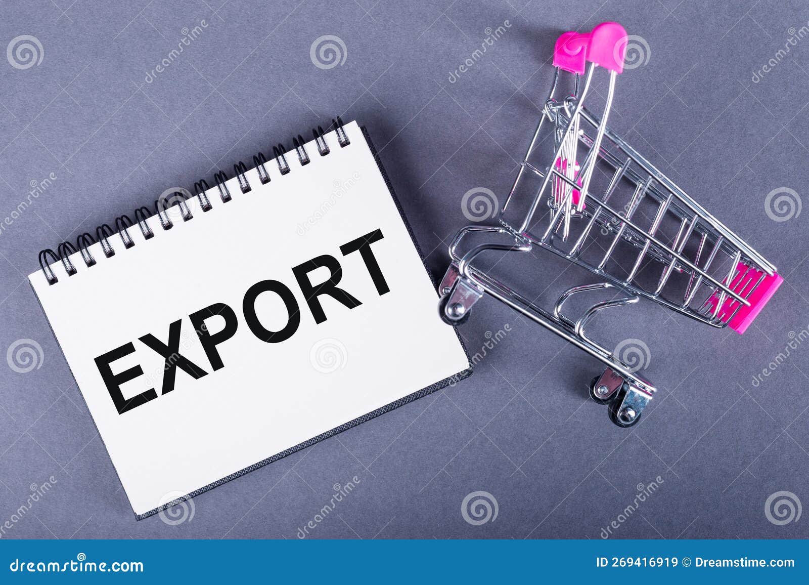 EXPORT Word on Notebook Lying on Gray Desk with Trolley Stock Image ...