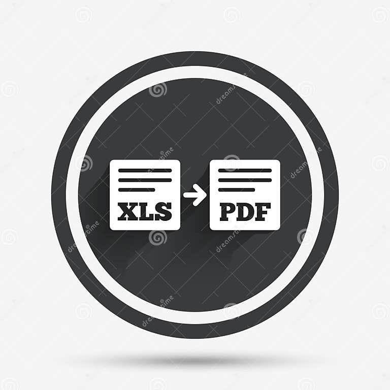 Export XLS To PDF Icon. File Document Symbol Stock Vector ...