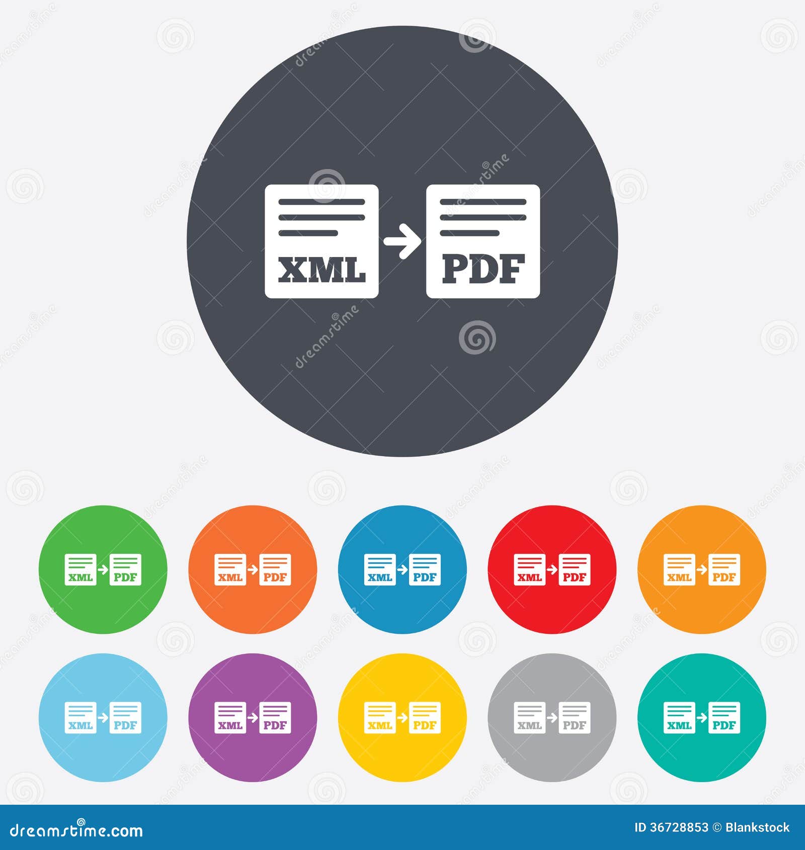 Export XML To PDF Icon. File Document Symbol Stock Illustration ...