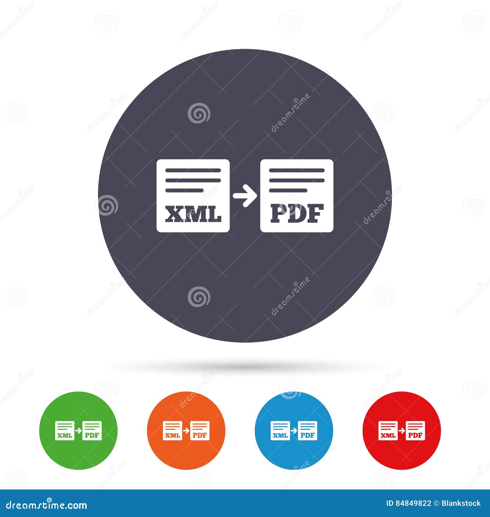 Export XML To PDF Icon. File Document Symbol. Vector Illustration ...