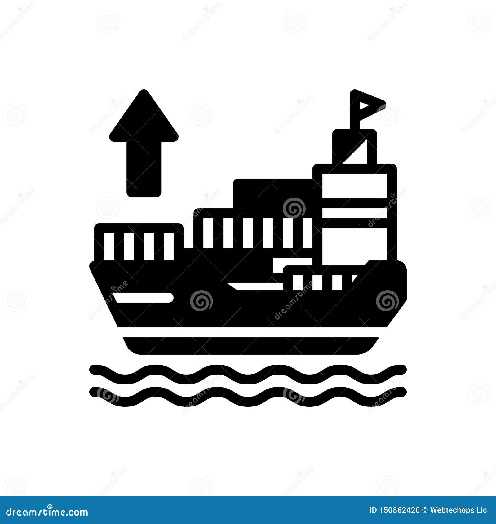 Black Solid Icon for Exporter, Ship and Shipping Stock Vector ...