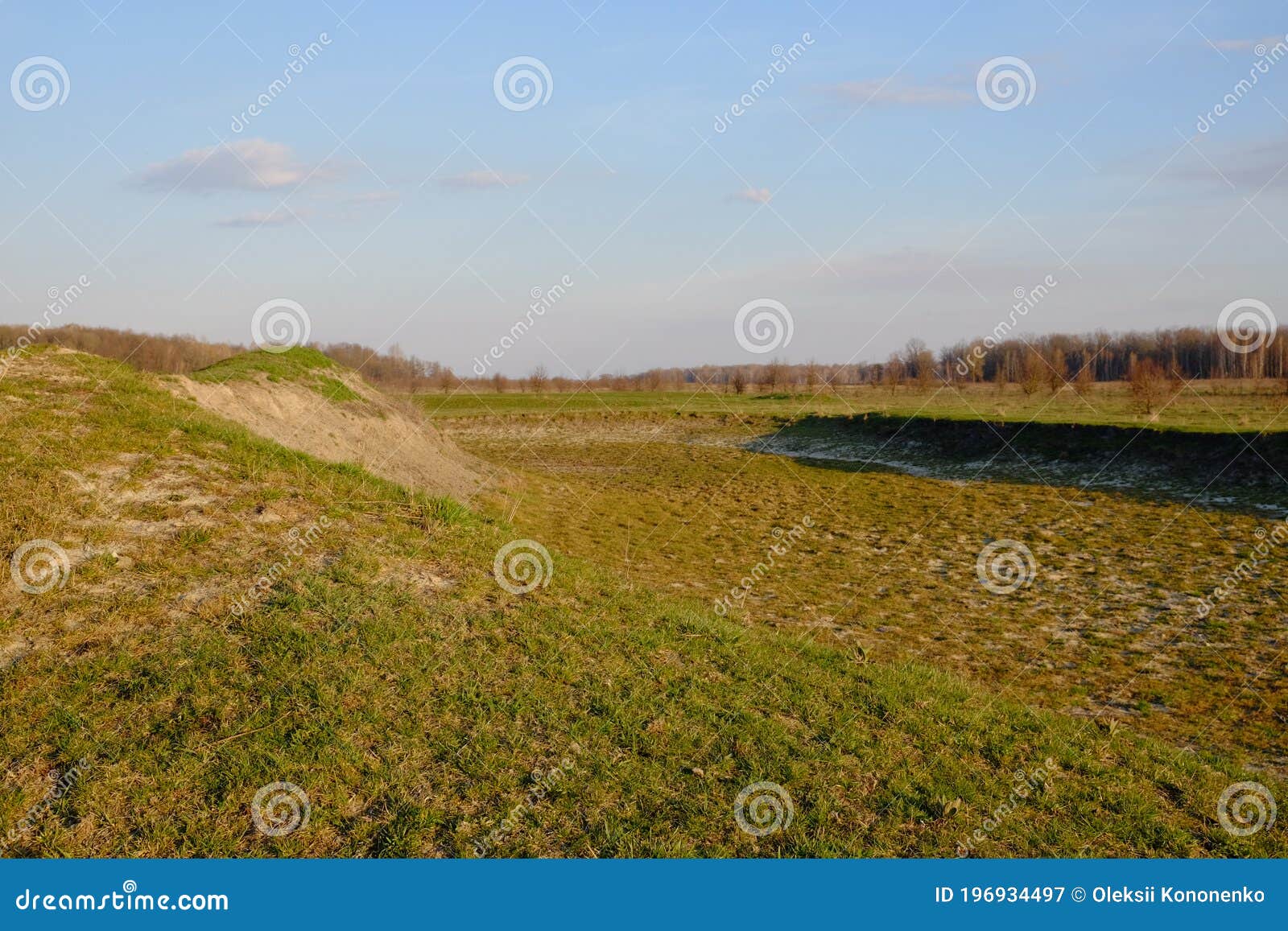 The Exposed Bottom of a Dry Pond. Landscape Stock Image - Image of ...