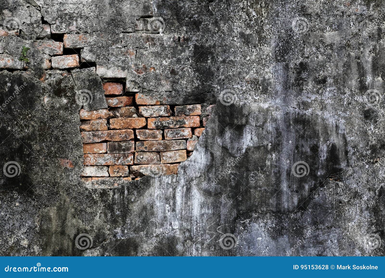 Exposed Brick Wall stock photo. Image of dark, vietnam - 95153628