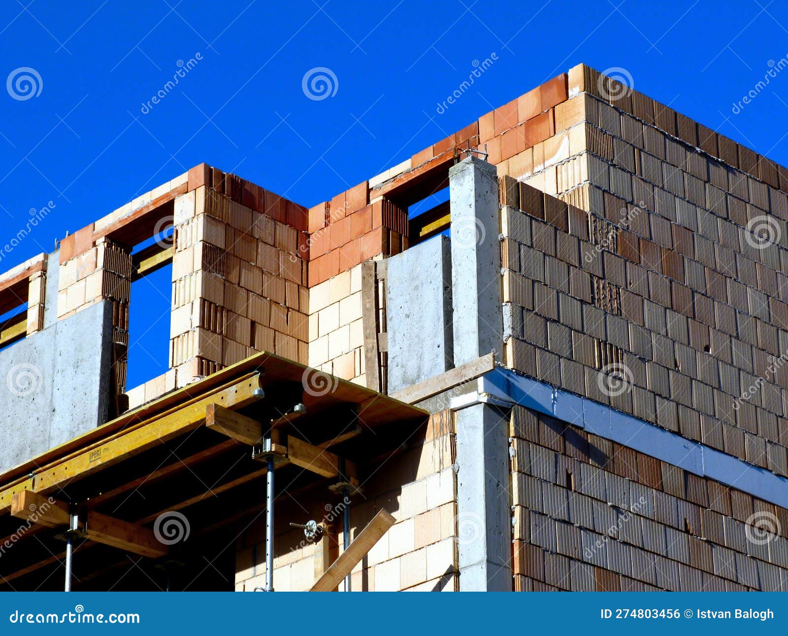 Exposed Concrete and Block Wall Structure. Building Frame at ...