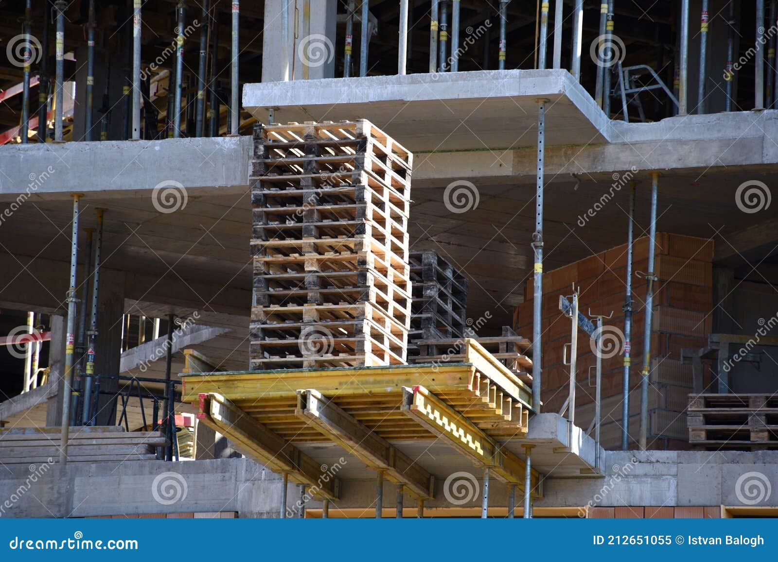 Exposed Concrete Building Structure During Construction. Formwork And ...