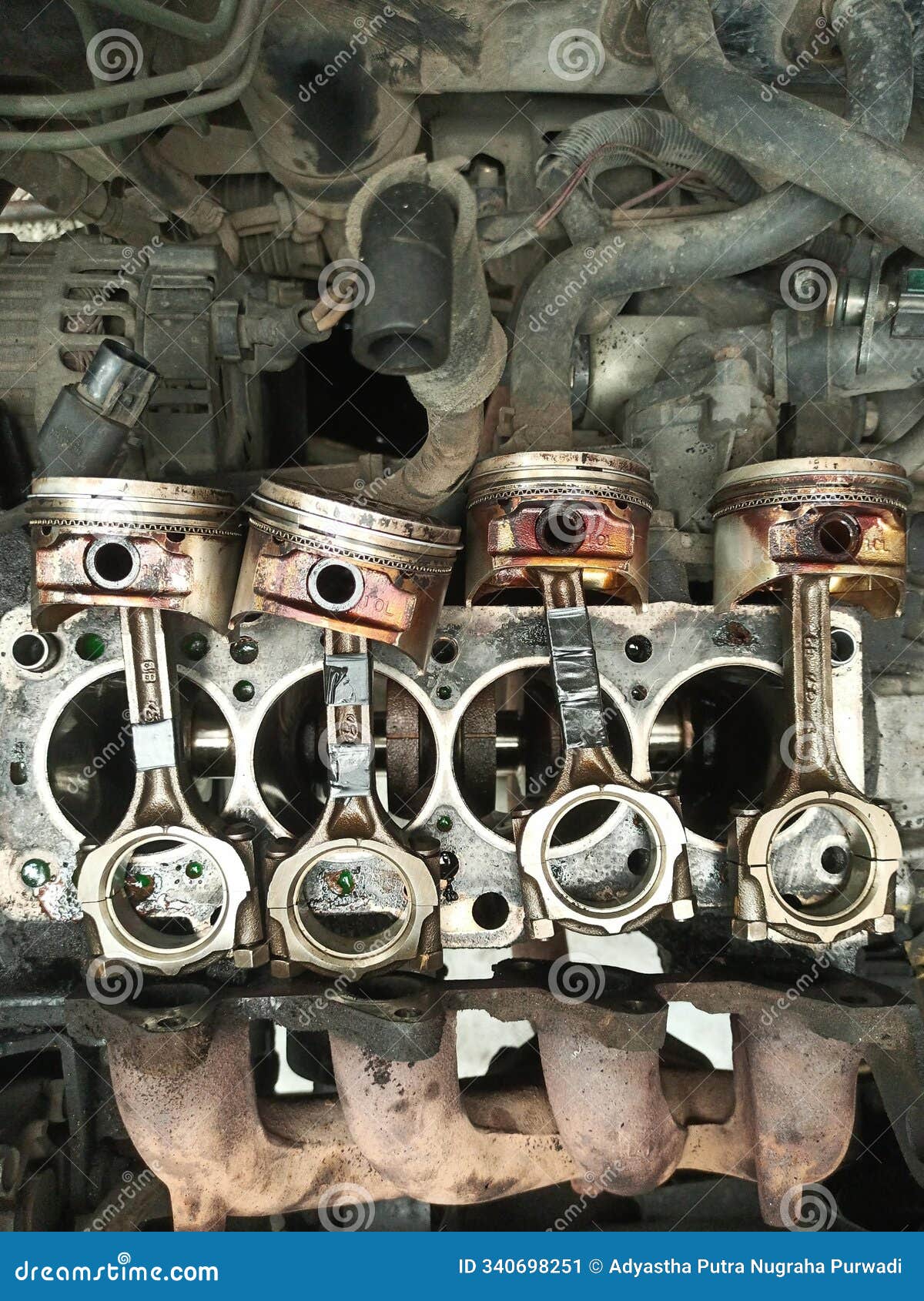 Exposed Engine Pistons and Crankshaft Mechanics Stock Image - Image of ...